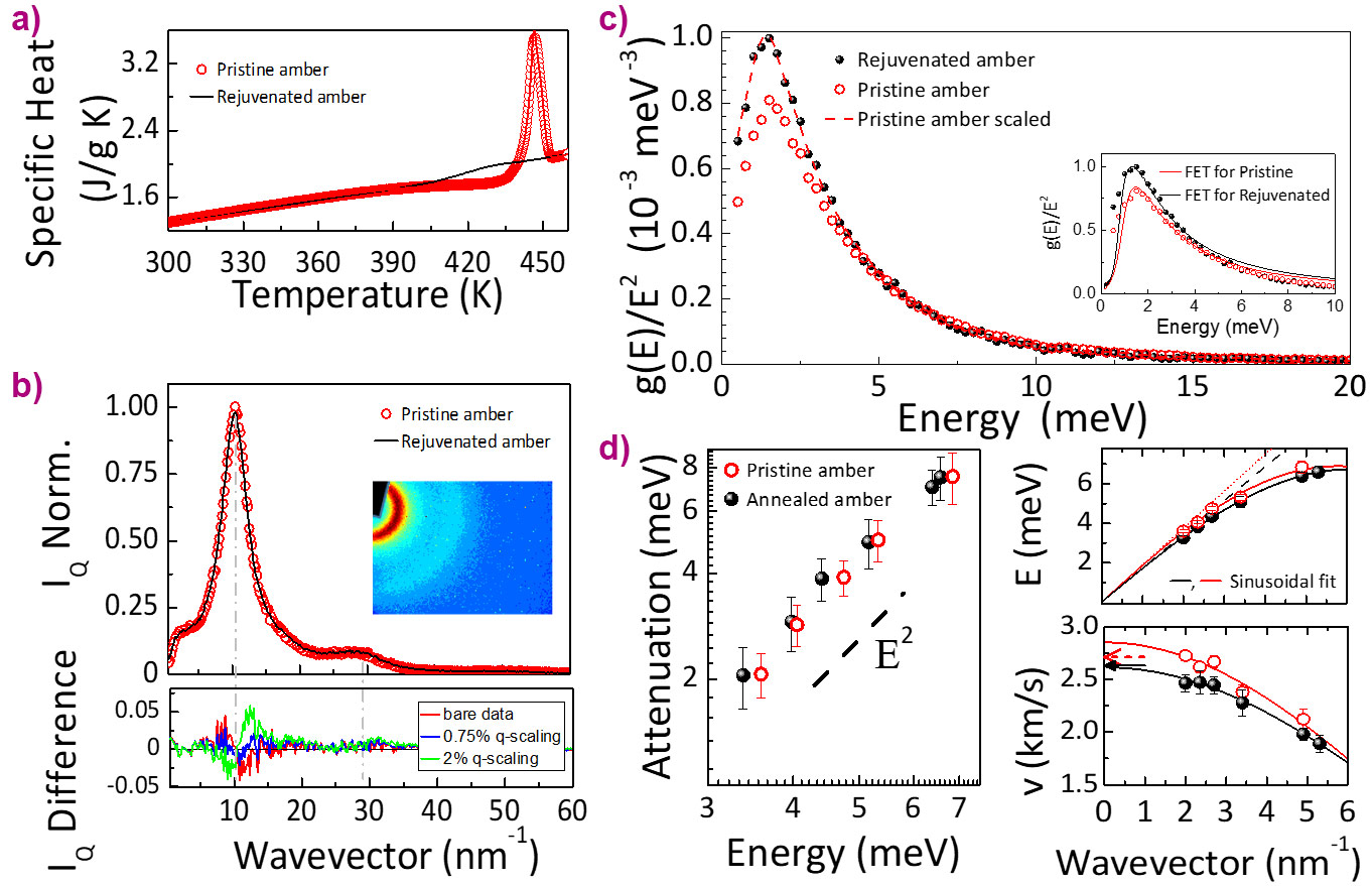 Evolution of the elastic properties of glassy amber in 110 million ...